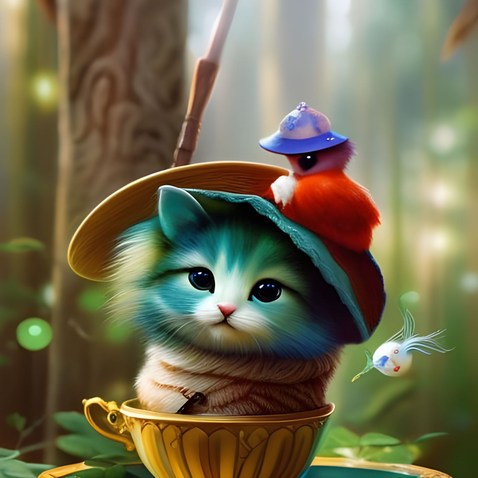 Cute Cat in A Teacup - AI Generated Artwork - NightCafe Creator
