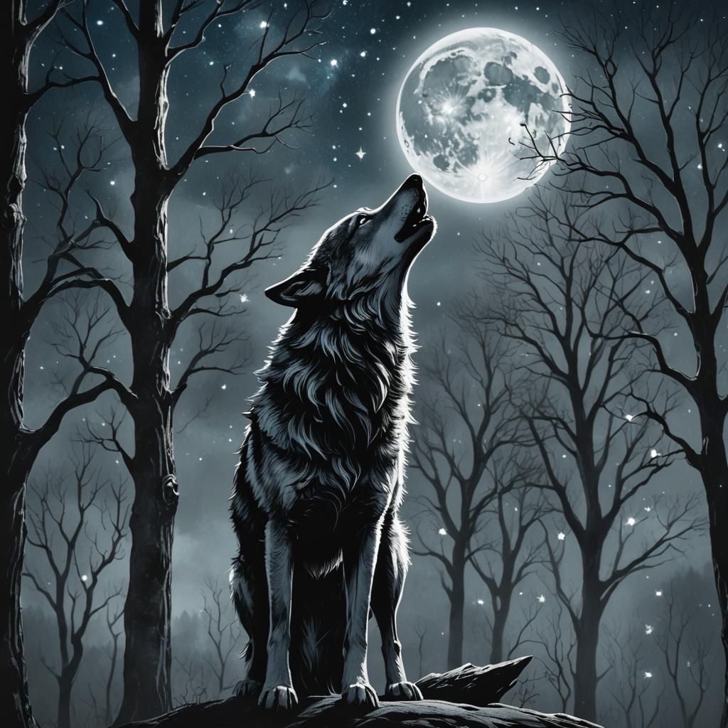 Howling Wolf - AI Generated Artwork - NightCafe Creator