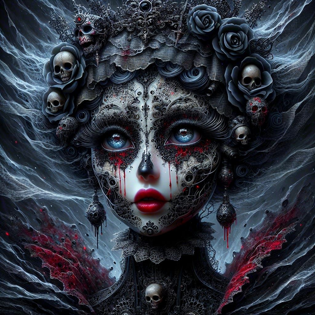 Death puppet - Gothic Puppet Woman in Dark Fantasy World