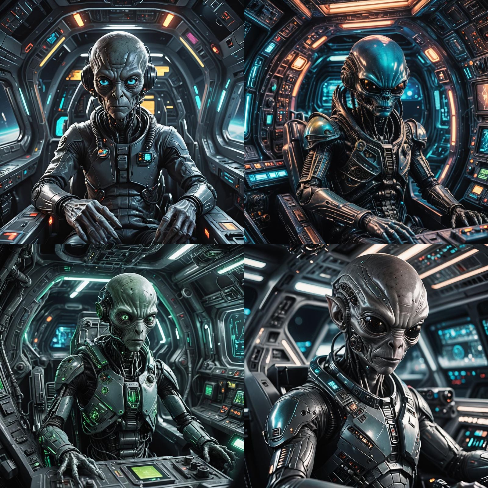 Alien Pilot in Interstellar Command Center - AI Art