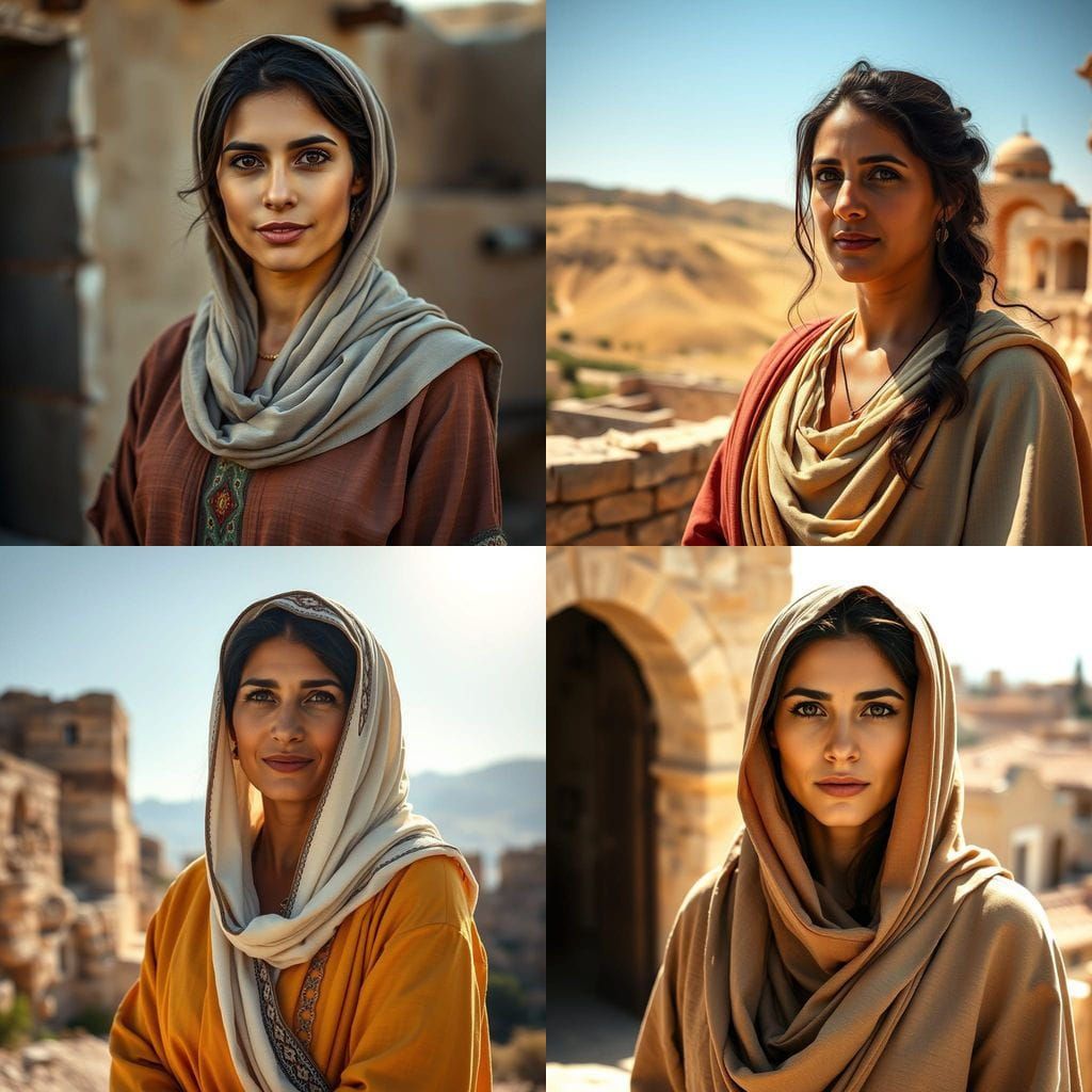 Middle Eastern Mary, Mother of Jesus, in Photoreal... - AI Art