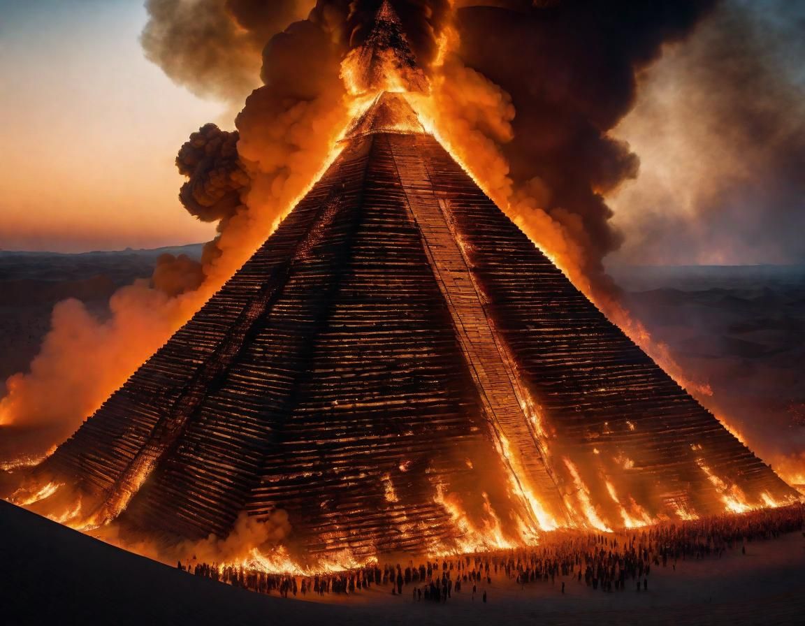 Burning pyramid - AI Generated Artwork - NightCafe Creator