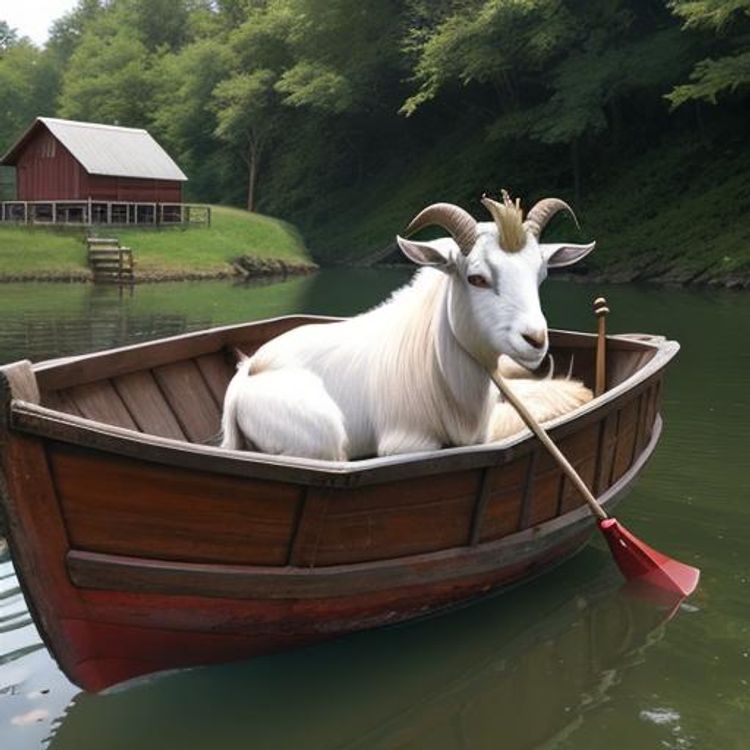 a goat in a boat - AI Generated Artwork - NightCafe Creator