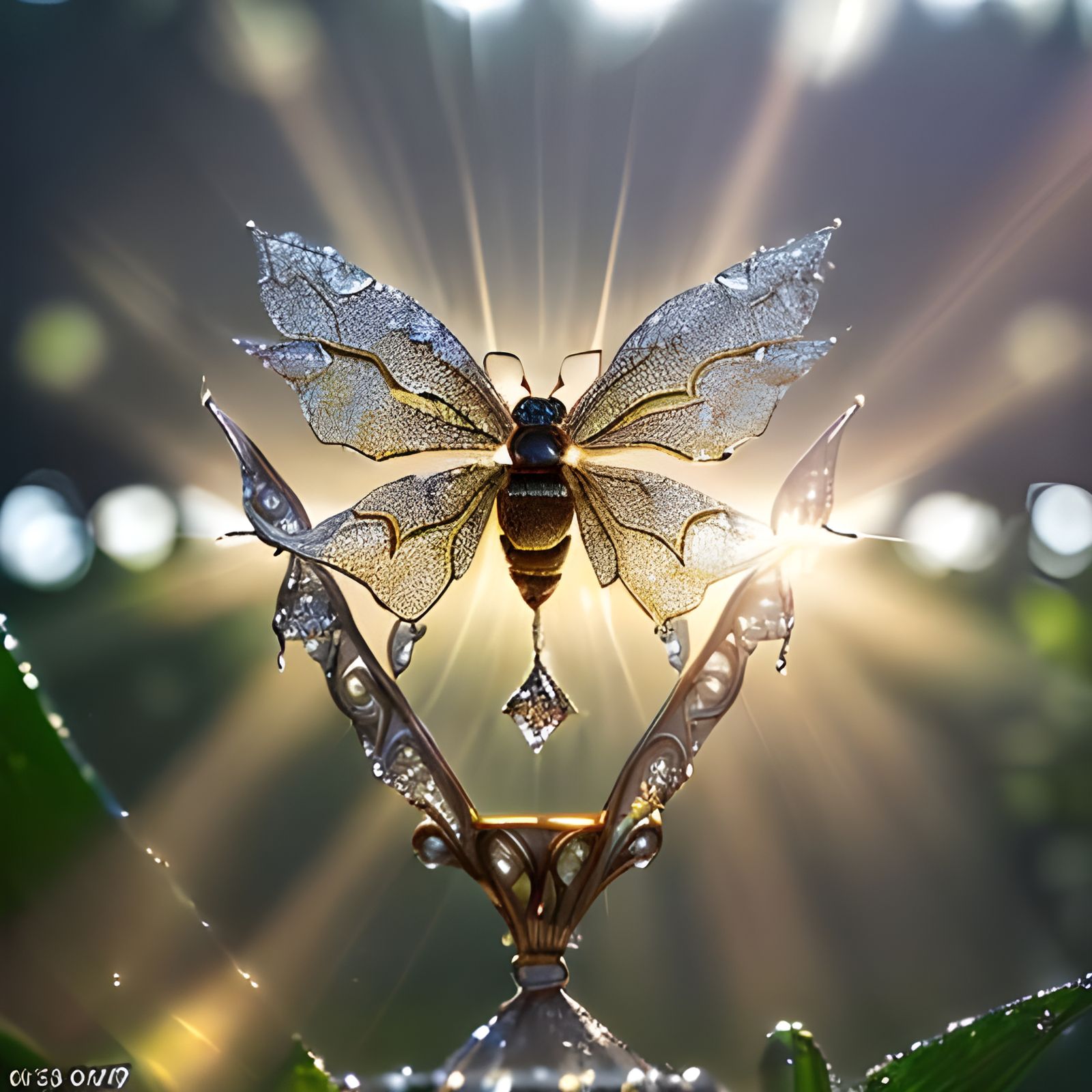 Elaborate Gold and Diamond Moth - AI Generated Artwork - NightCafe Creator
