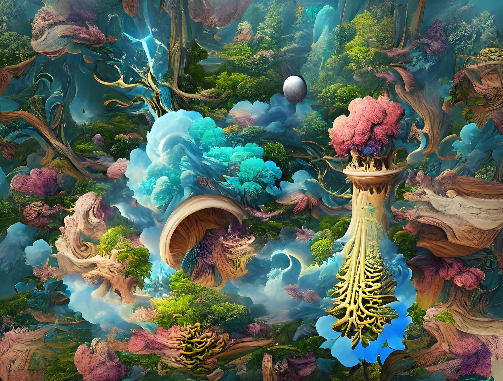 A beautifully strange painting of the woods and swirling blue Tower by ...