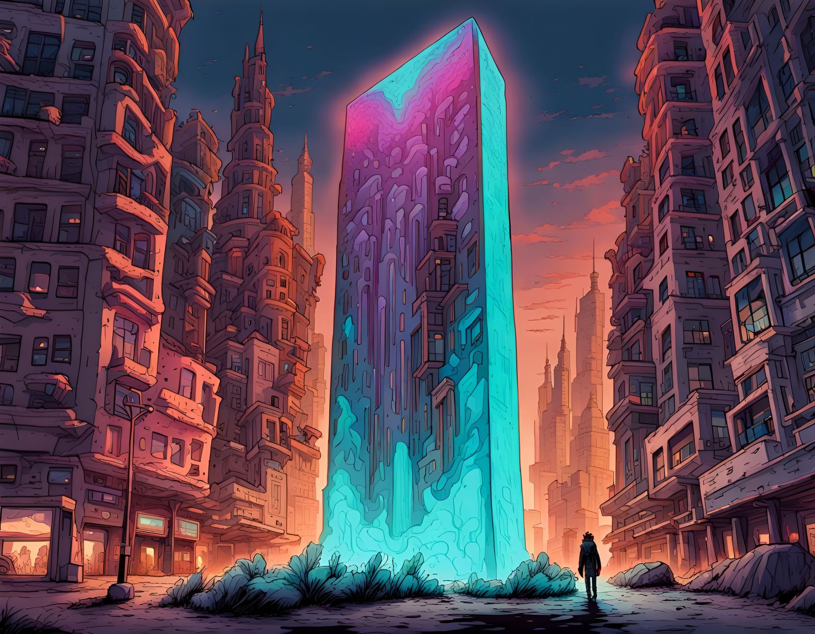 The bioluminescent monolith reveals the future. - AI Generated Artwork ...