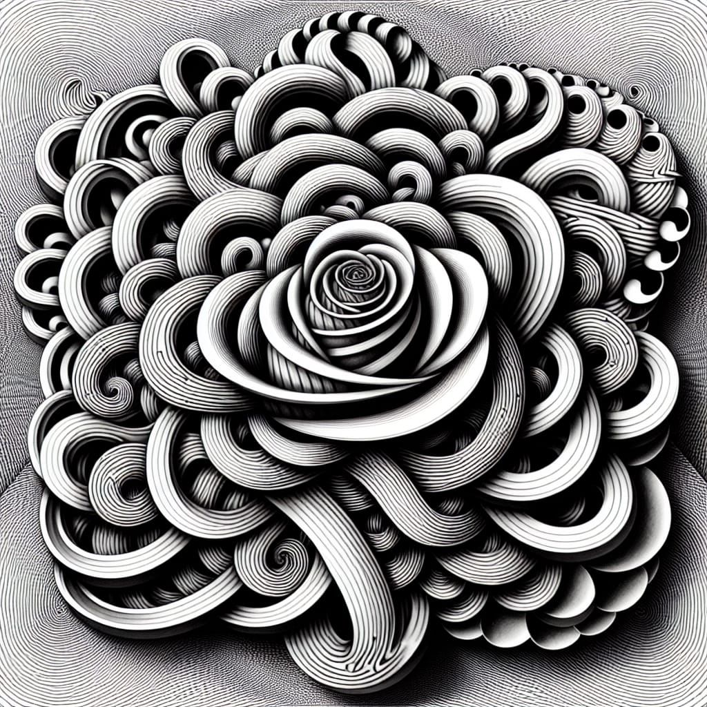Zentangle Optical Illusion Masterpiece roses 🌹
