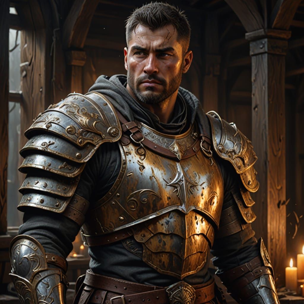 Fantasy Warrior in Realistic Oil Painting - AI Art