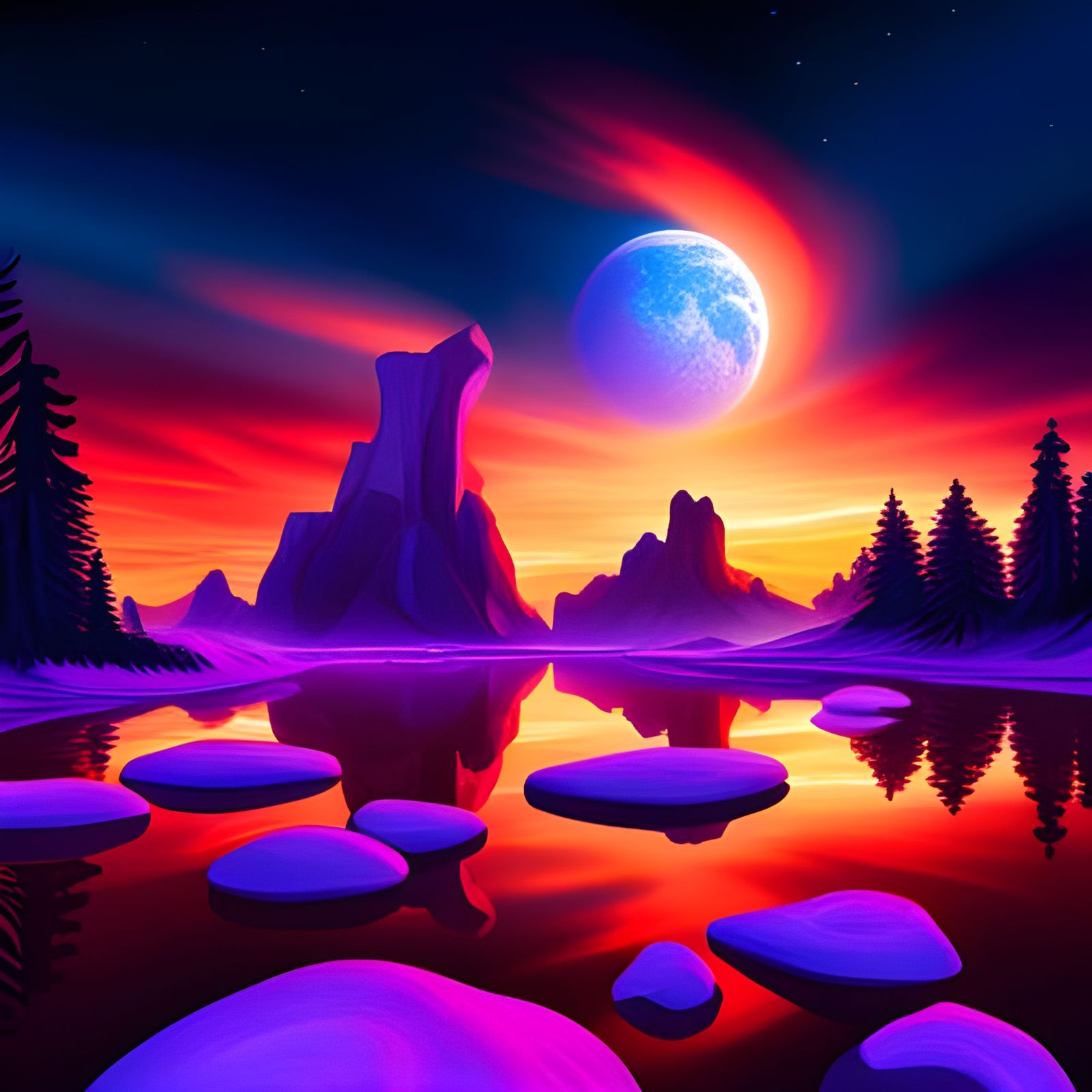 Purple Planetset - AI Generated Artwork - NightCafe Creator