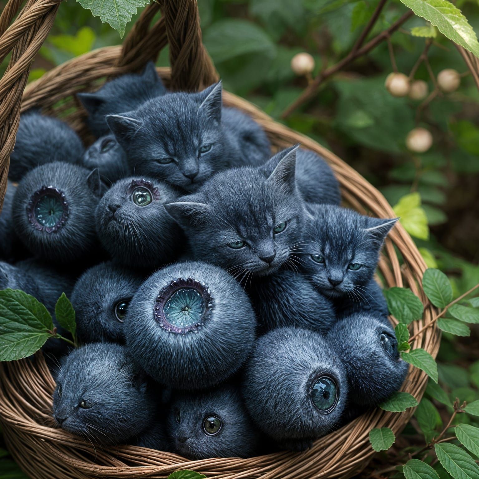 Transformation - Hyperrealistic Blueberry-Kitty Hybrids in a...