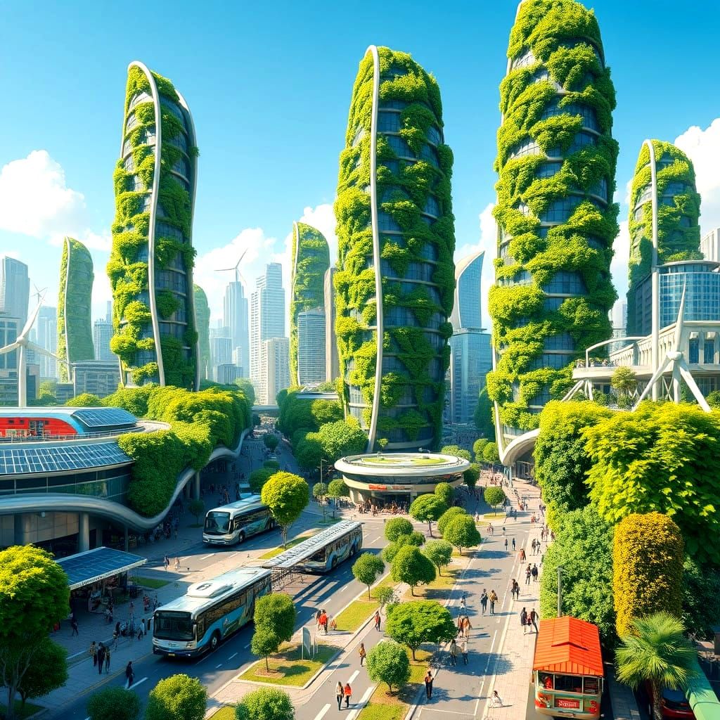 Urban Solarpunk Cityscape - Urban Solarpunk Cityscape