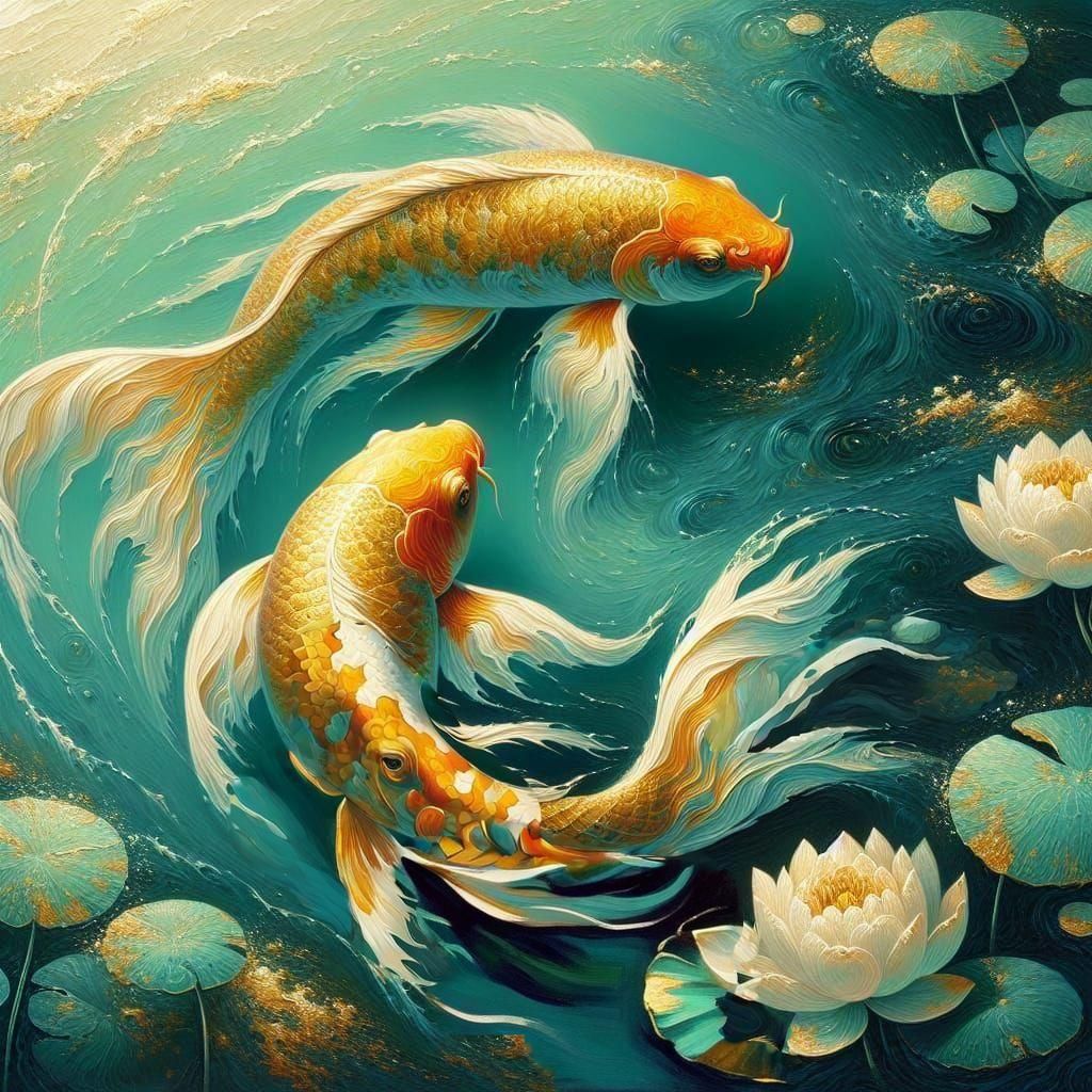 My Open Prompt: Two Gold Koi Fish - AI Generated Artwork - NightCafe ...