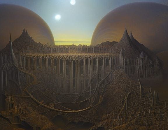 GOTHIC BRIDGE BETWEEN PLANETS - AI Generated Artwork - NightCafe Creator