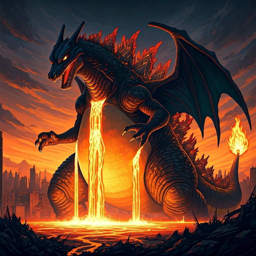 Charizard kaiju - Colossal Charizard-Godzilla Hybrid Radiati...