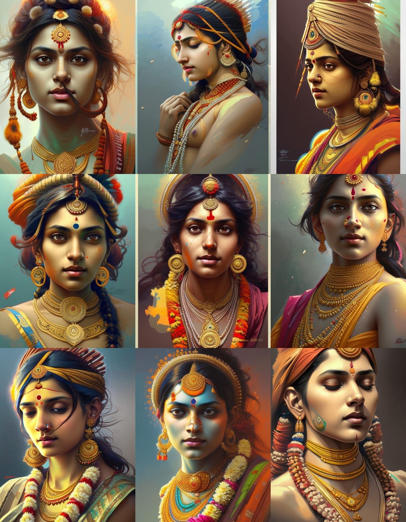 traditional ancient indian hindu being. head and shoulders portrait, 8k ...