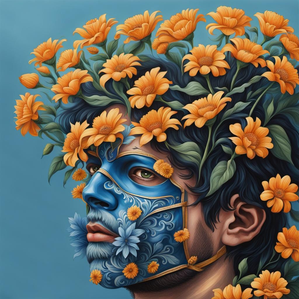 The Blue Mask - AI Generated Artwork - NightCafe Creator