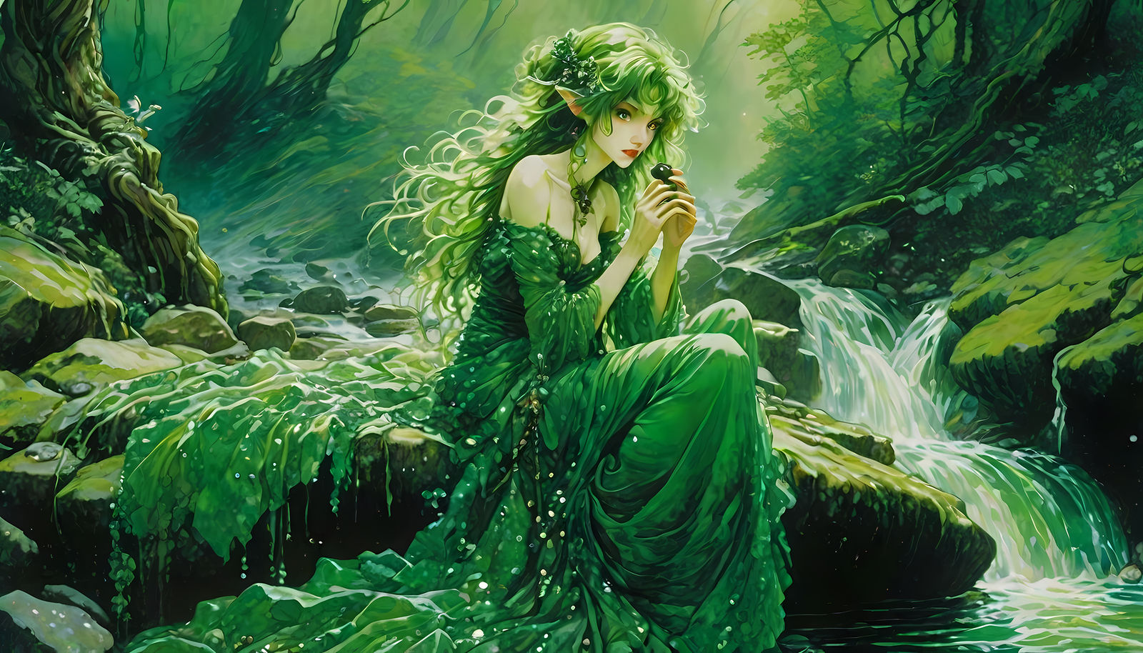 Forest Fae and Her Ocarina - AI Generated Artwork - NightCafe Creator