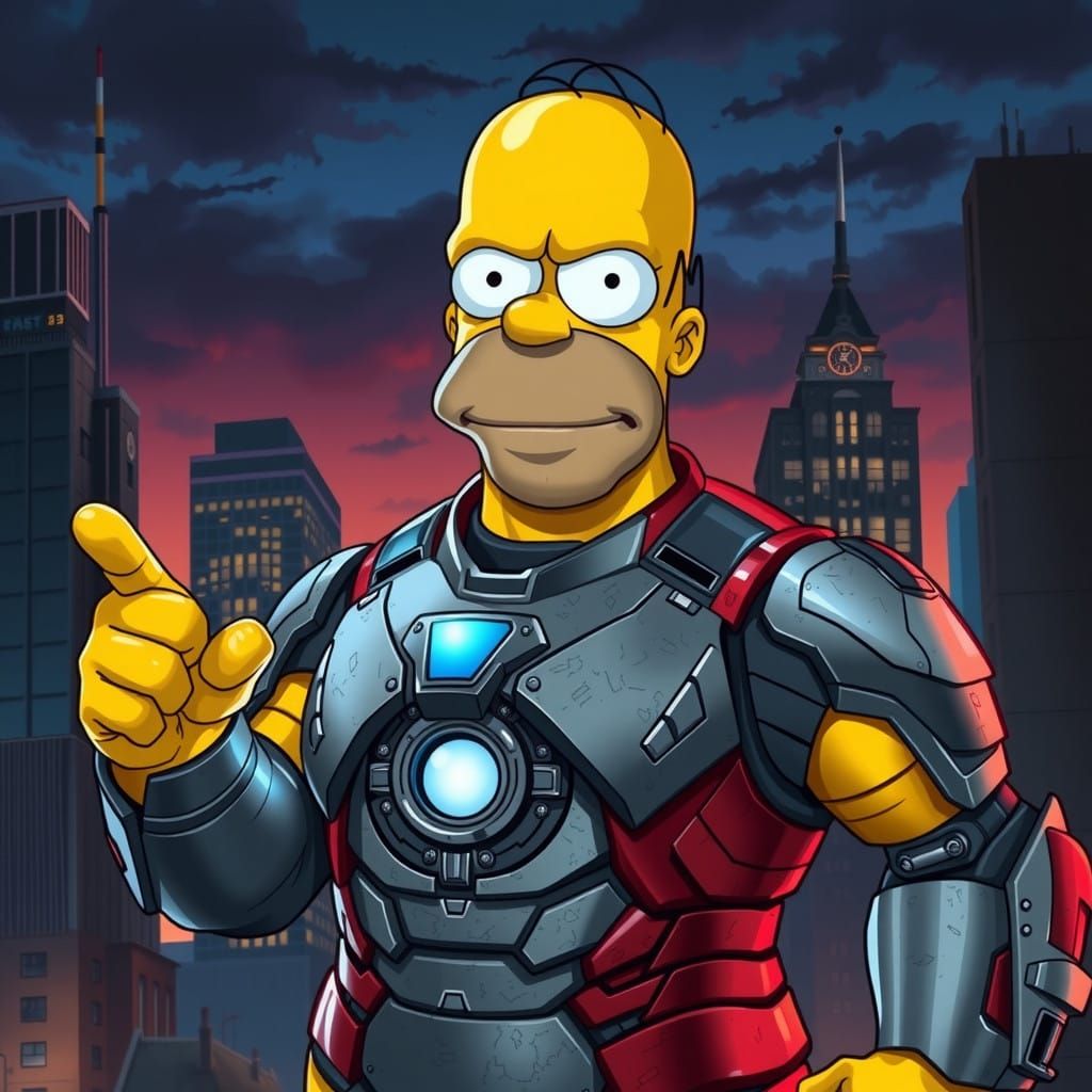 homer simpson as iron man - Homer Simpson as a Cyberpunk Iro...