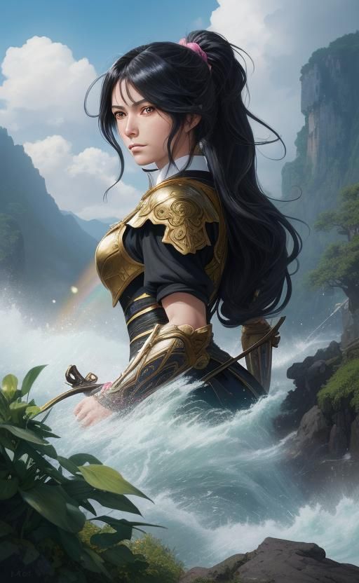 Illustration by Romulo Royo, Japanese anime features, depicts a ...