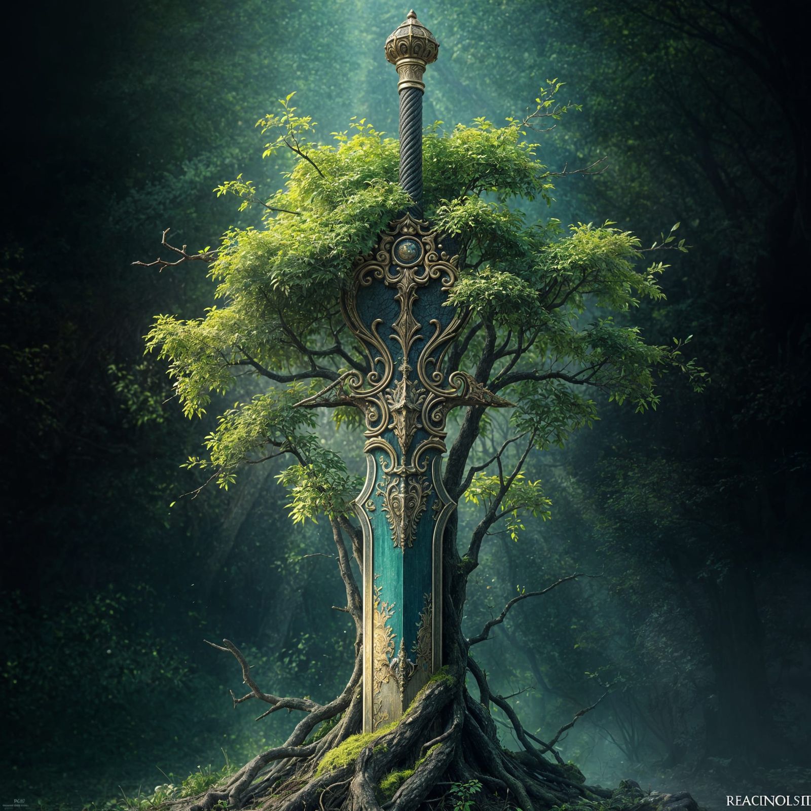 Sword of Verdant Fury in Hyperrealistic Detail - AI Art