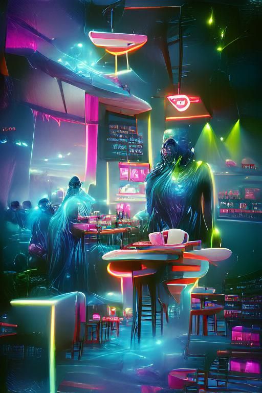 The NightCafe by Vincent Di Fate and Beeple digital illustration ...
