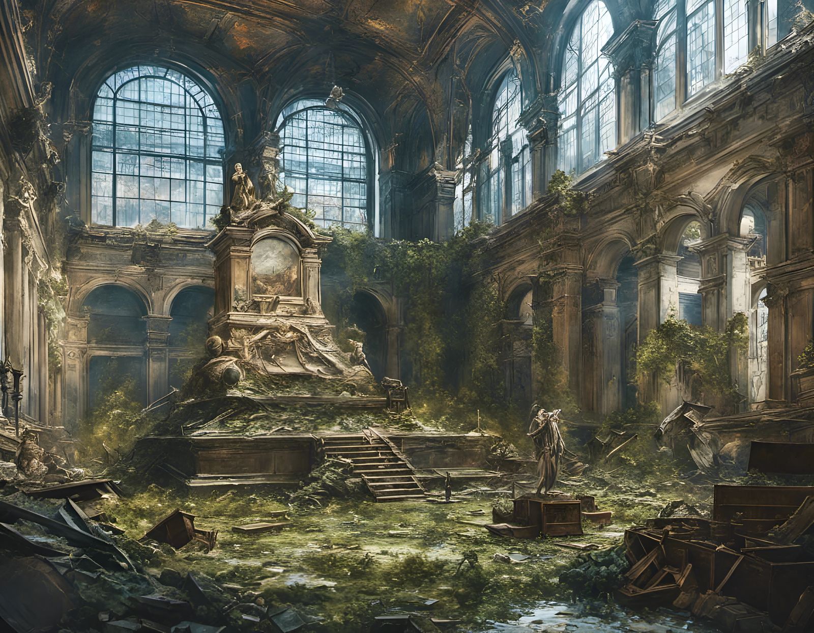 Post-Apocalyptic landscape of Louvre, Paris - AI Generated Artwork ...