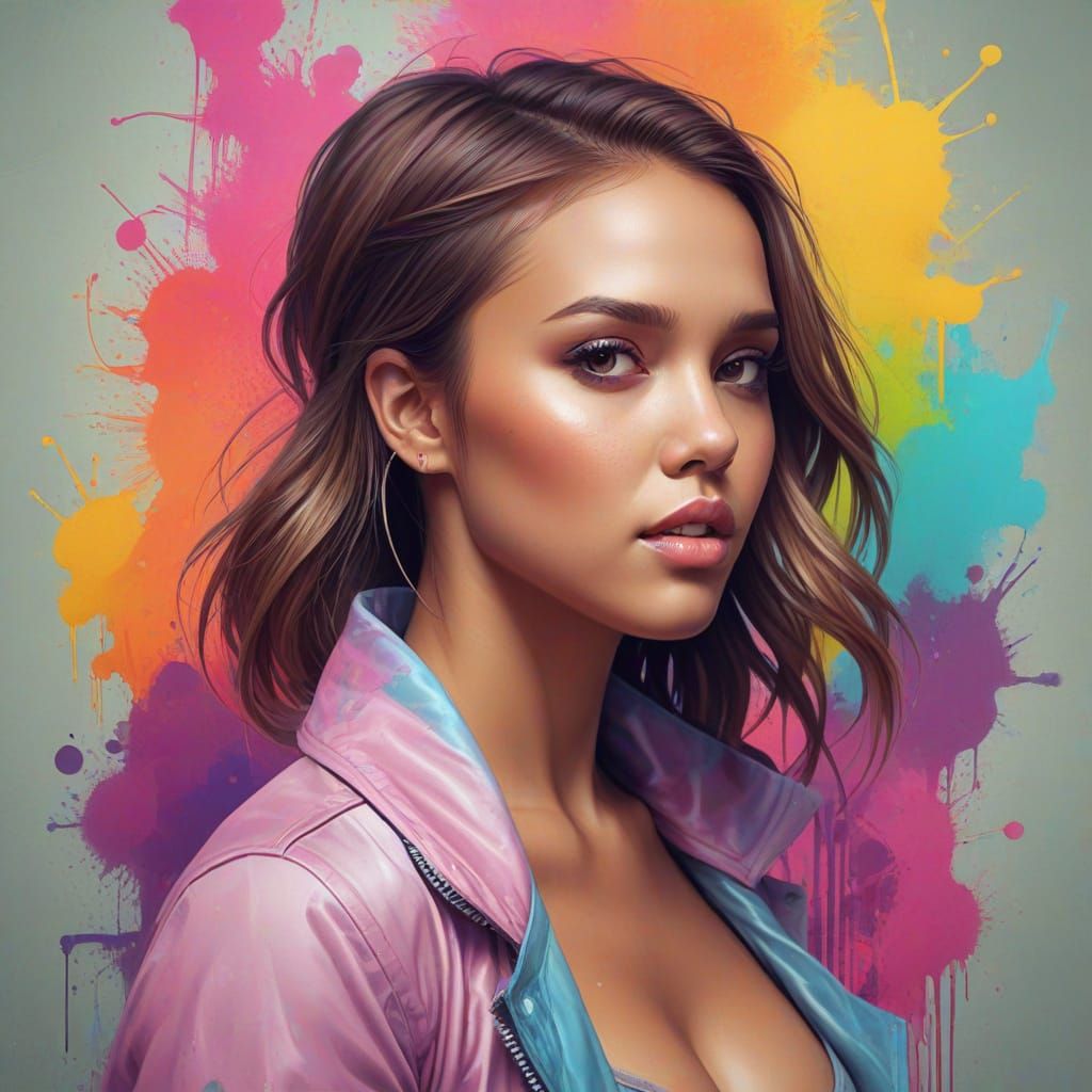 Jessica Alba. Digital artwork inspired by Anna Dittmann's unique style ...