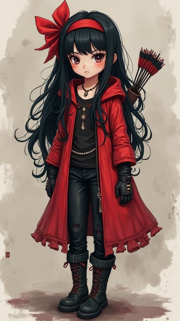 Ultra-realistic digital portrait of Lydia, an anime Victorian Goth very ...