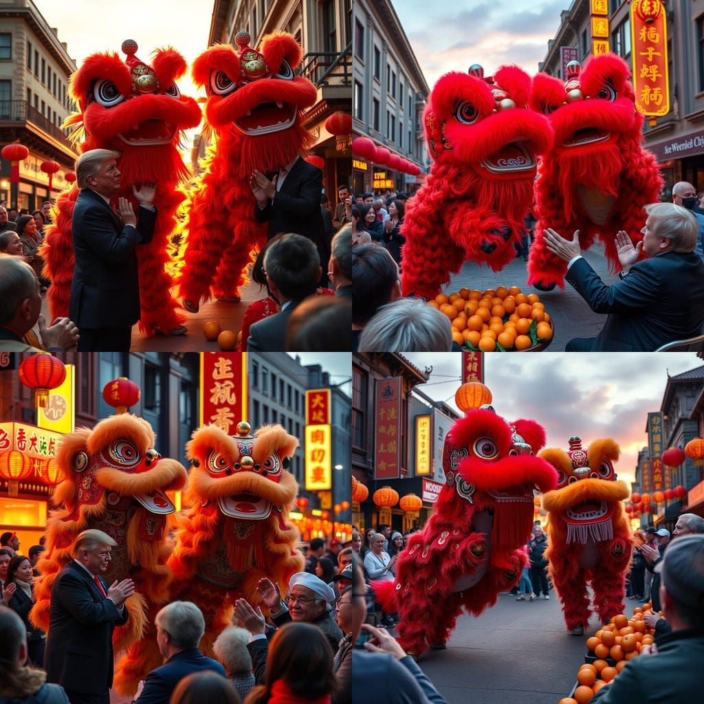 Chinese Lion Dance in Vibrant Hyper-Realistic Styl... - AI Art