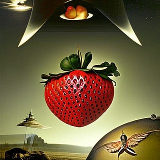 Hieronymus Bosch Strawberry with H.R. Giger - AI Generated Artwork - NightCafe Creator