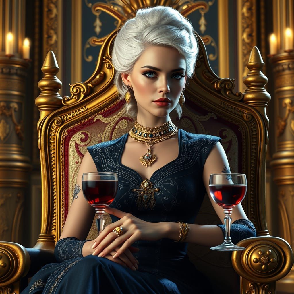 Elegant Galactic Queen in Onderonian Royal Palace - AI Art