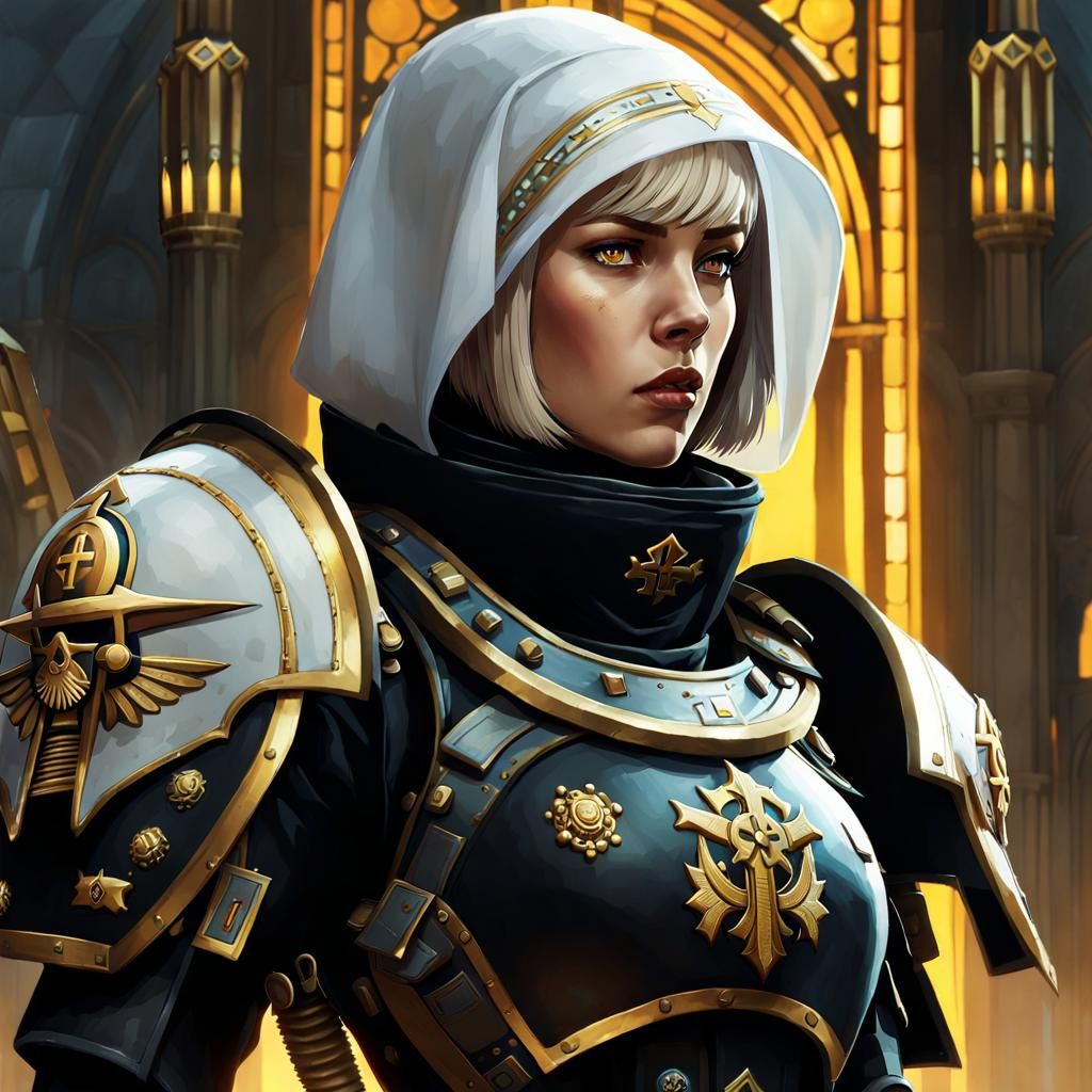 Warhammer 40k, Space Marine, futuristic soldier, beautiful young woman ...