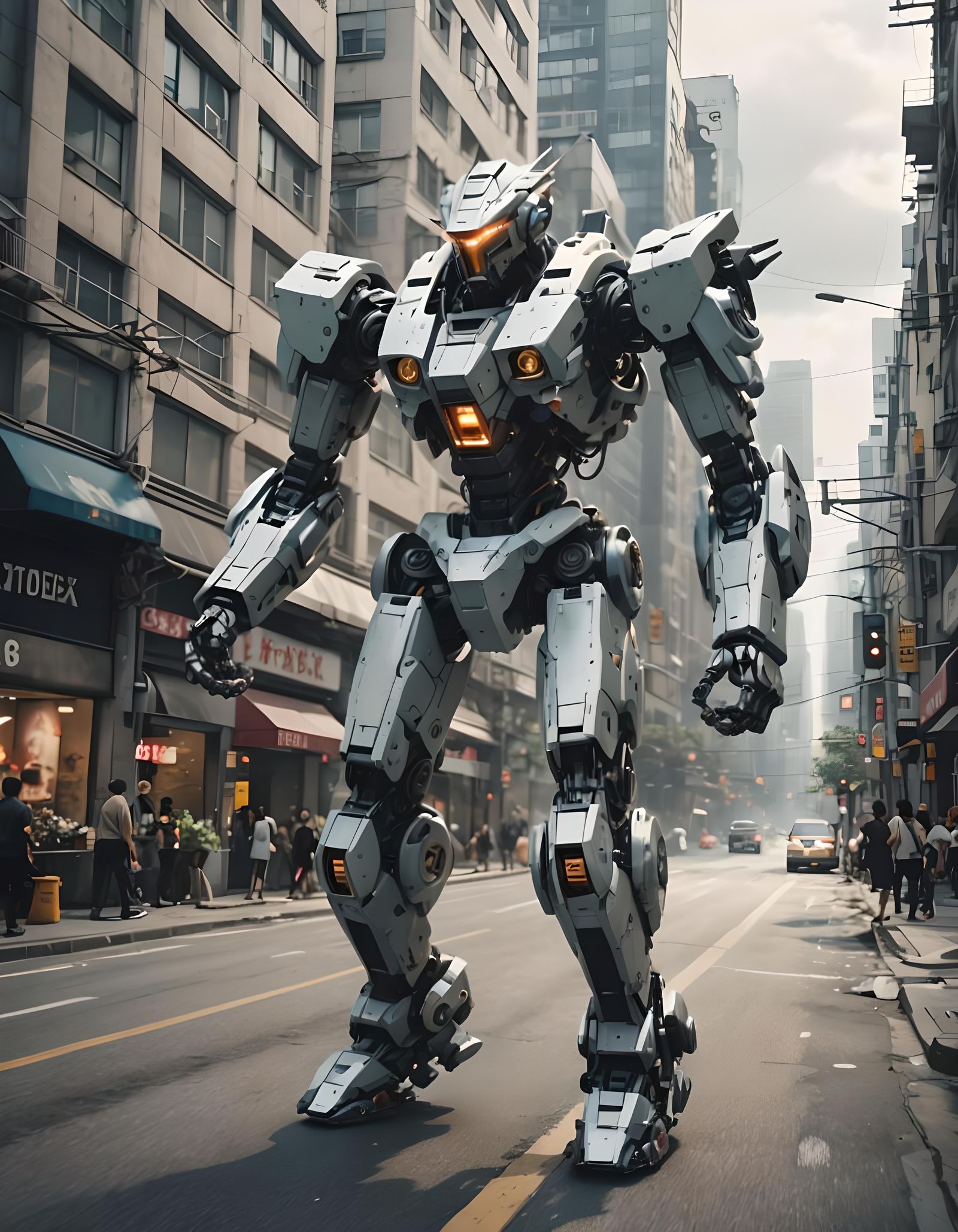 epic mecha robot scene - AI Generated Artwork - NightCafe Creator