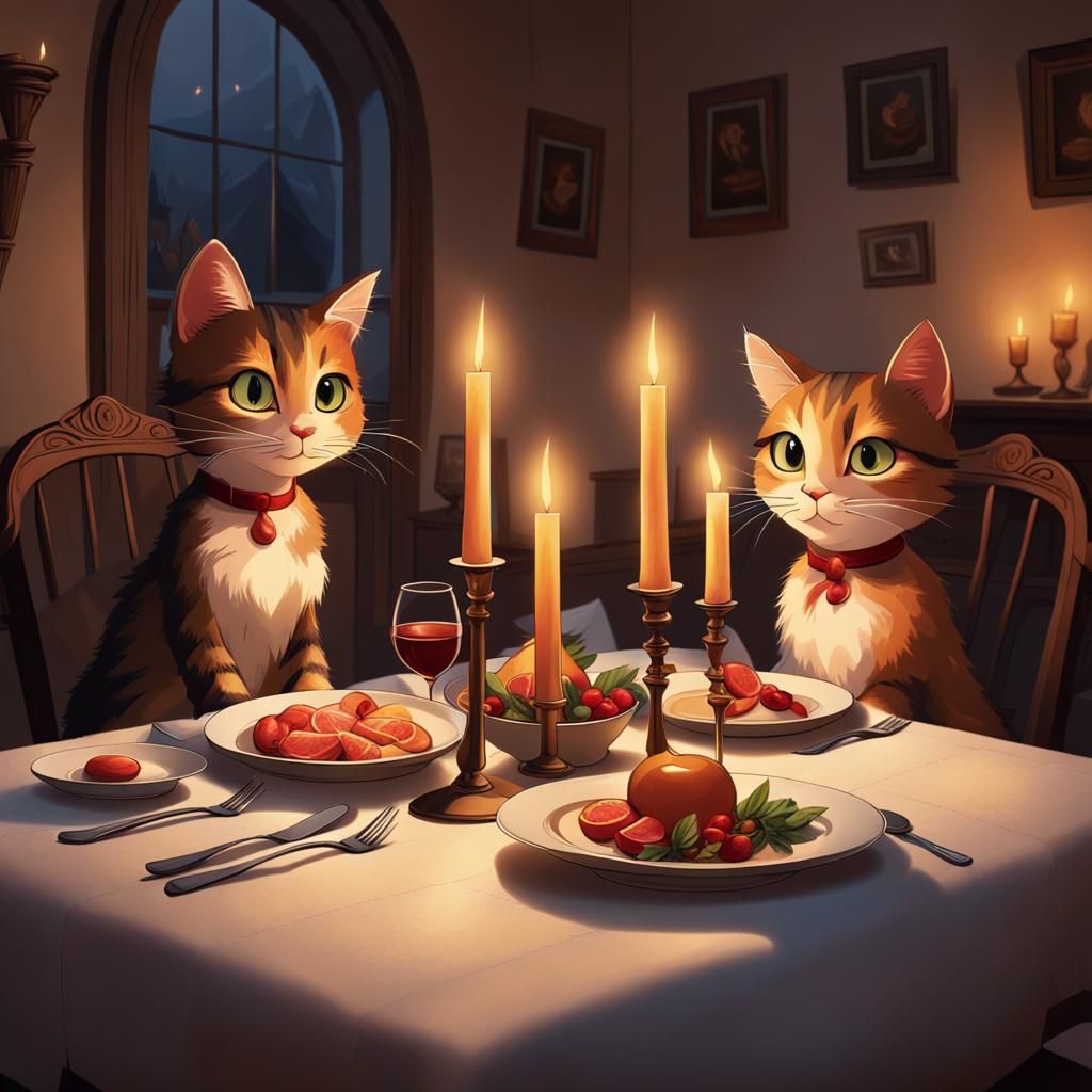 Artwork that conveys the ambiance and emotions of a candlelit dinner ...
