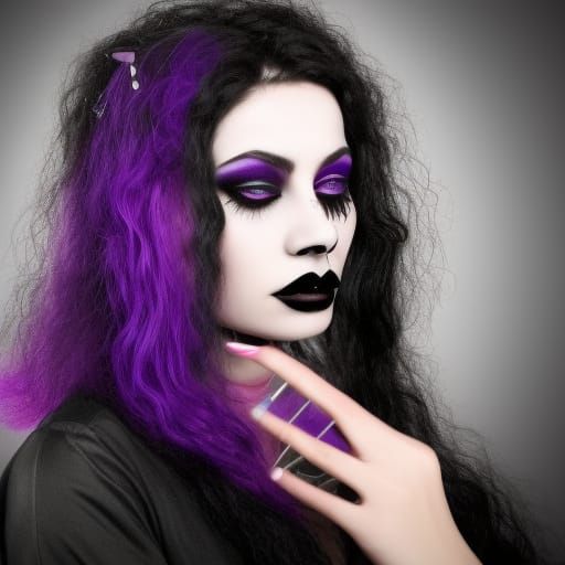 Ethereal witchy Wiccan gothic young lady wearing Black and purple ...