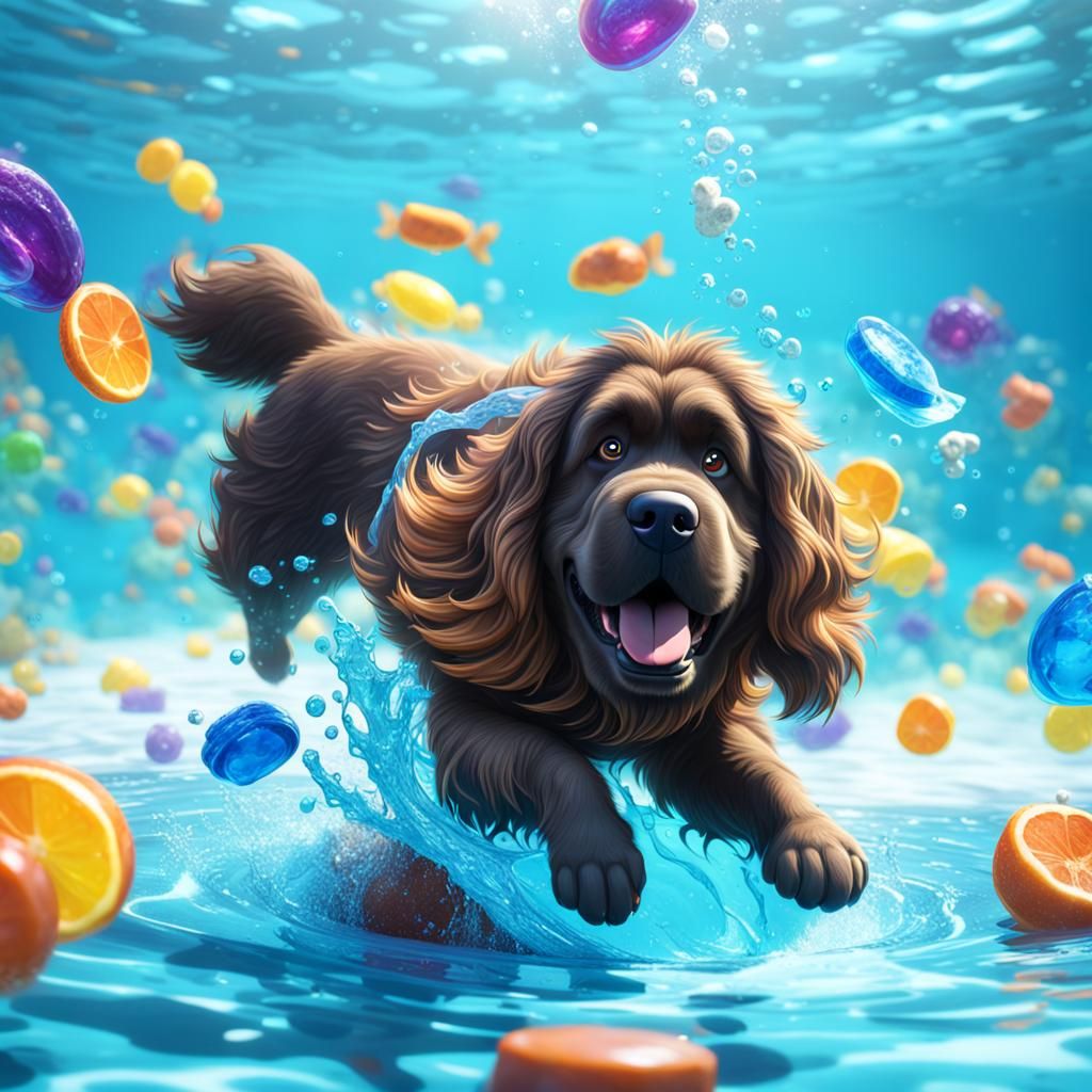 Blue Jello Pool Jump - AI Generated Artwork - NightCafe Creator