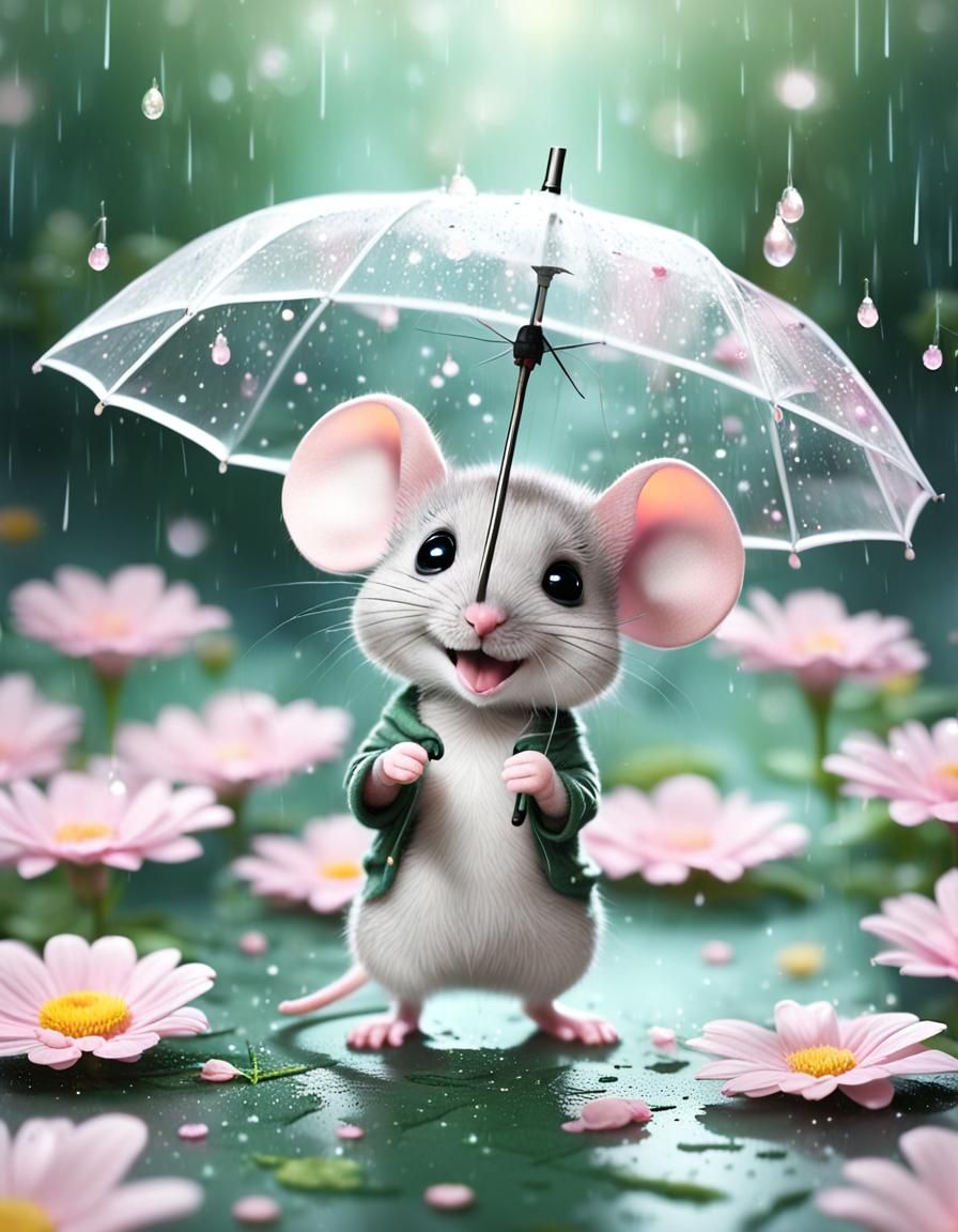 Chibi style of a cute little baby mouse on a fantastic floor, is ...