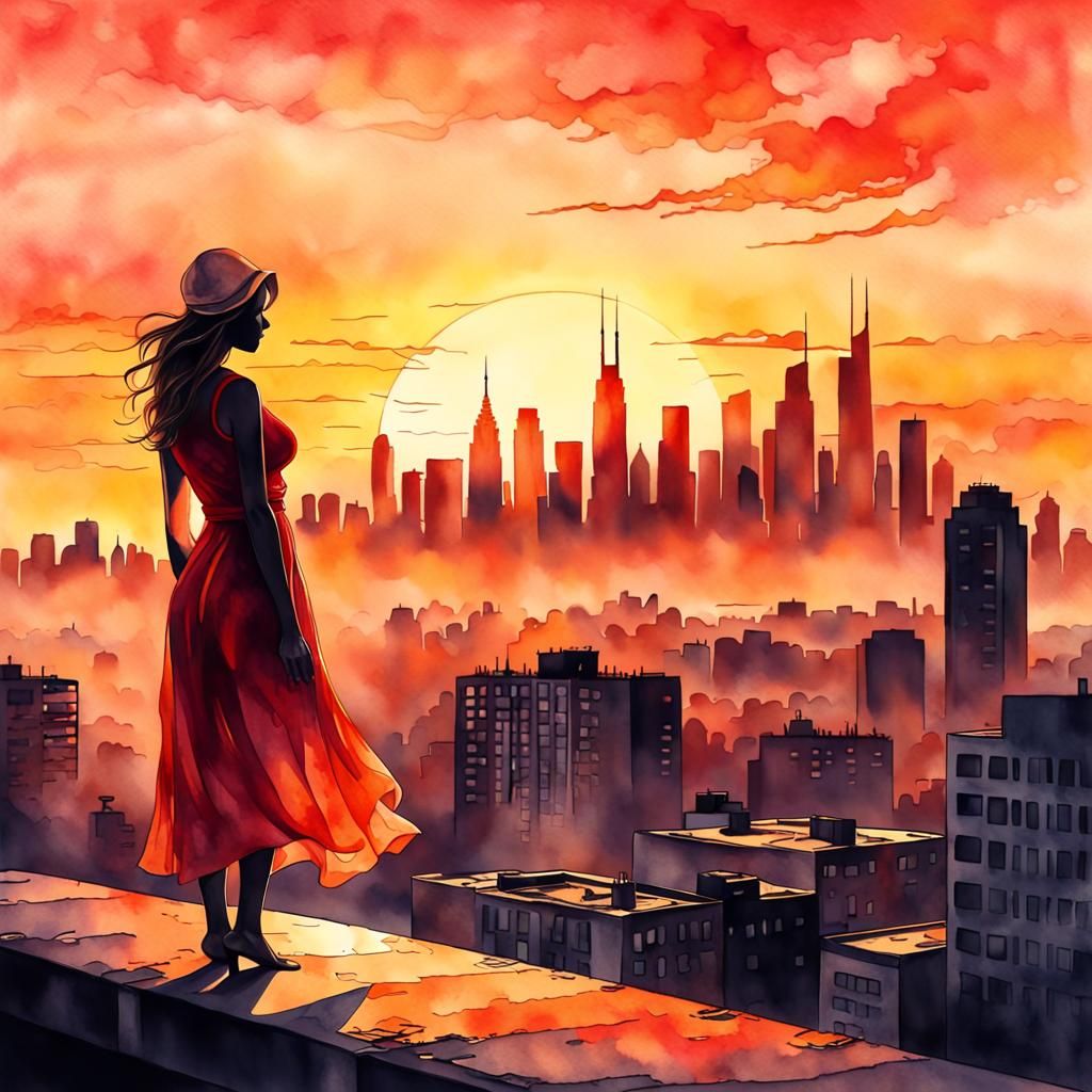 City sunset - AI Generated Artwork - NightCafe Creator