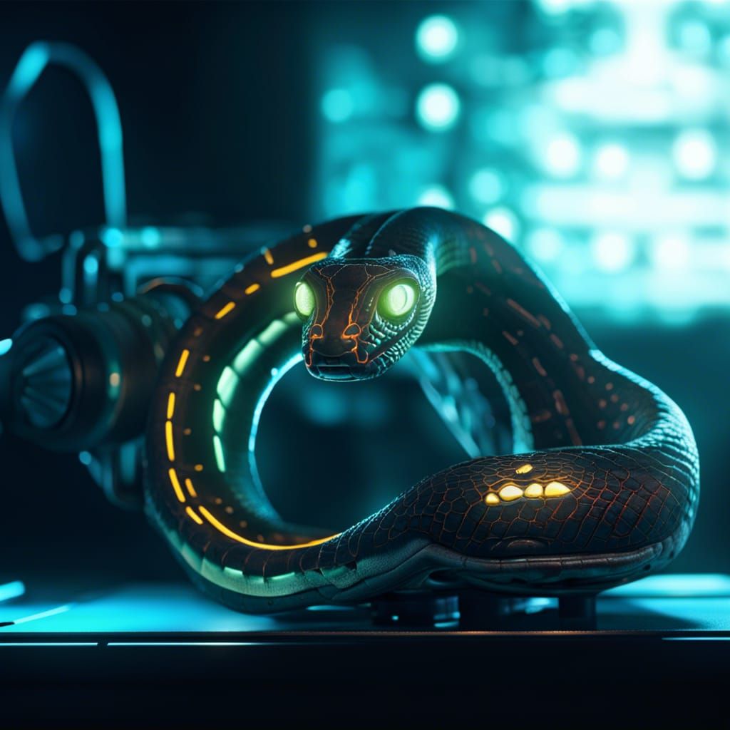 Mechanical snake - AI Generated Artwork - NightCafe Creator