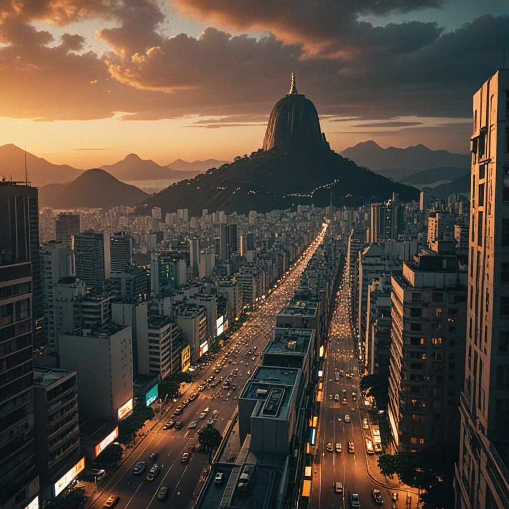 Sleek Futuristic Rio Cityscape with Flying Cars an... - AI Art