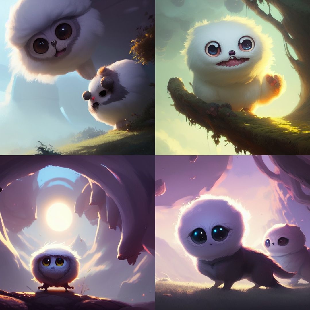 Cute fluffy round monsters with big eyes ... - AI Generated Artwork ...