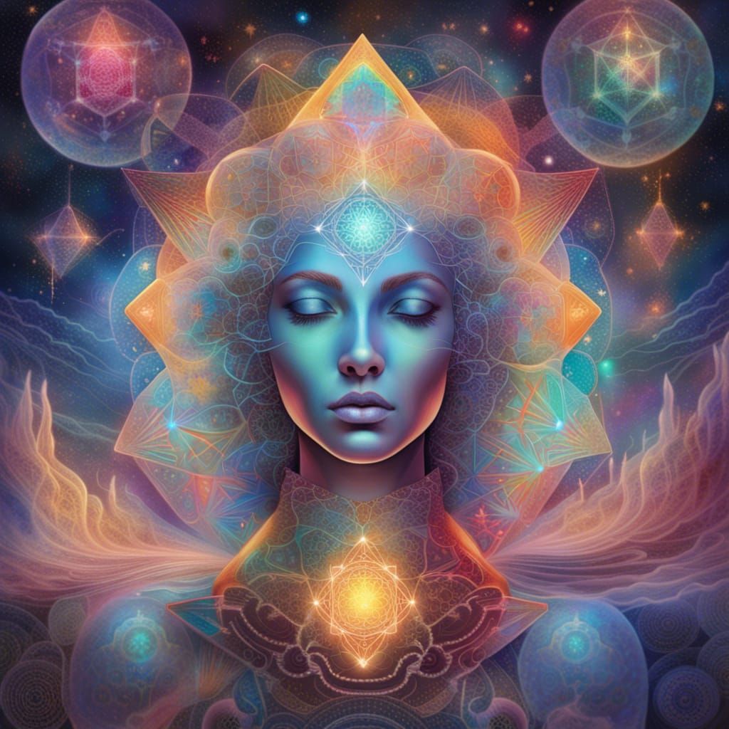PATIENCE with Stevie's Metatron's Cube, 8k resolution holographic astral cosmic illustration ...
