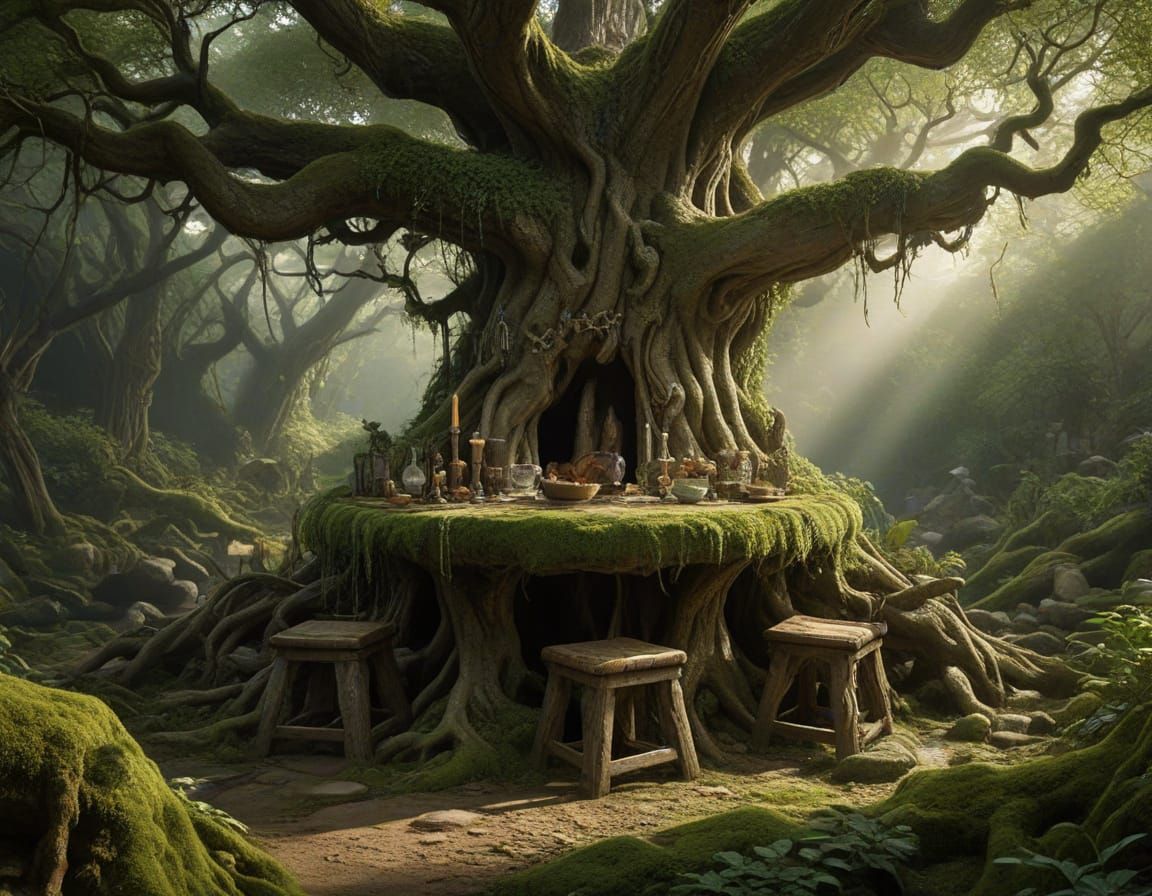 Fangorn's Ancient Ent Haven: Wellinghall's Steep-S... - AI Art