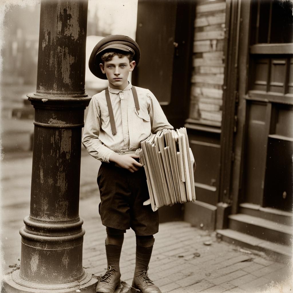Vintage 1900S photograph of a newspaper boy - AI Generated Artwork ...