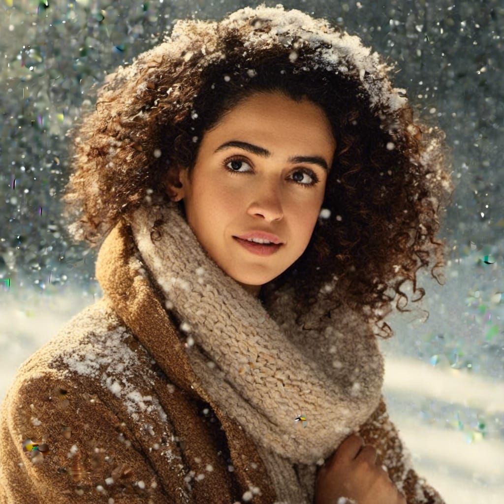 snow portrait, beautiful longing, snow, winter, head and shoulders ...