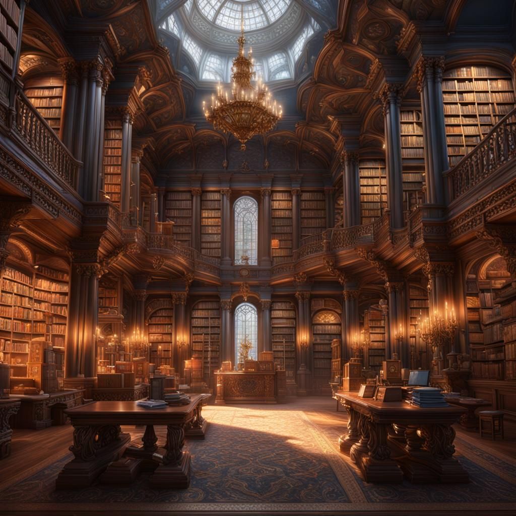 Beautiful Library - AI Generated Artwork - NightCafe Creator