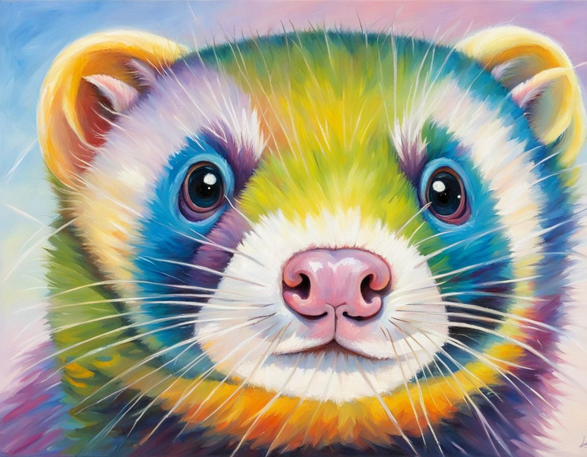 a rainbow ferret oil painting by James Gurney - AI Generated Artwork ...