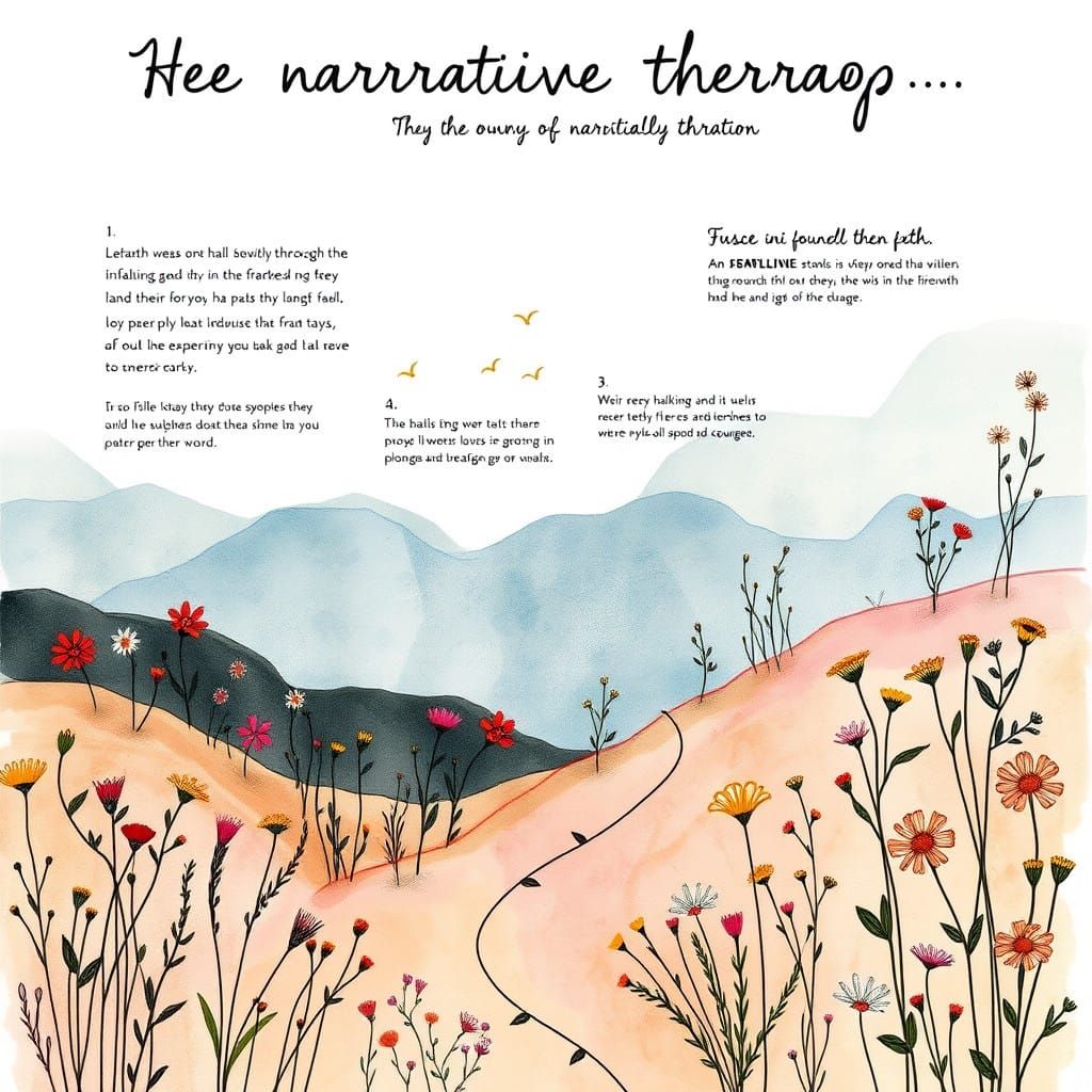 Infographic. Narrative therapy. Lifeline. Trauma. Resilience. Courage...
