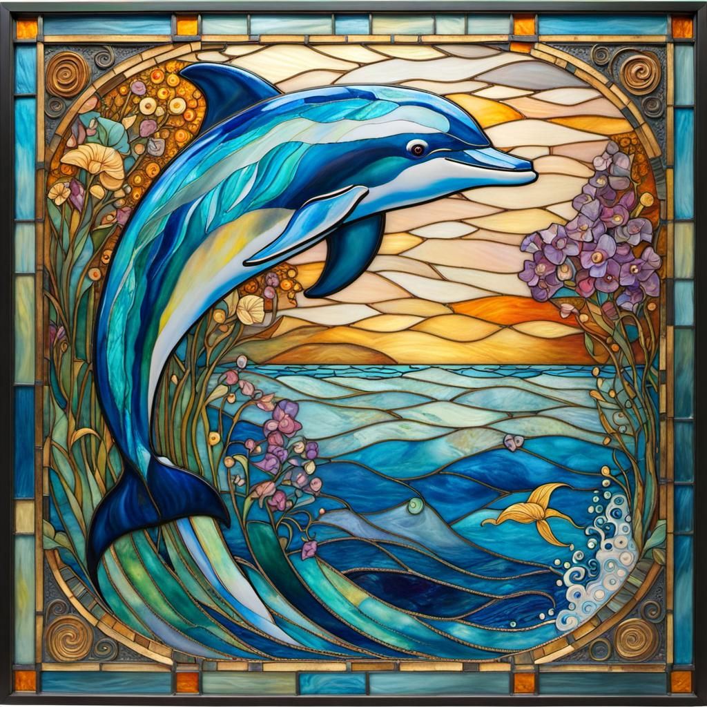 Dolphin made of stained glass - AI Generated Artwork - NightCafe Creator