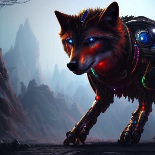Robot Wolf - AI Generated Artwork - NightCafe Creator